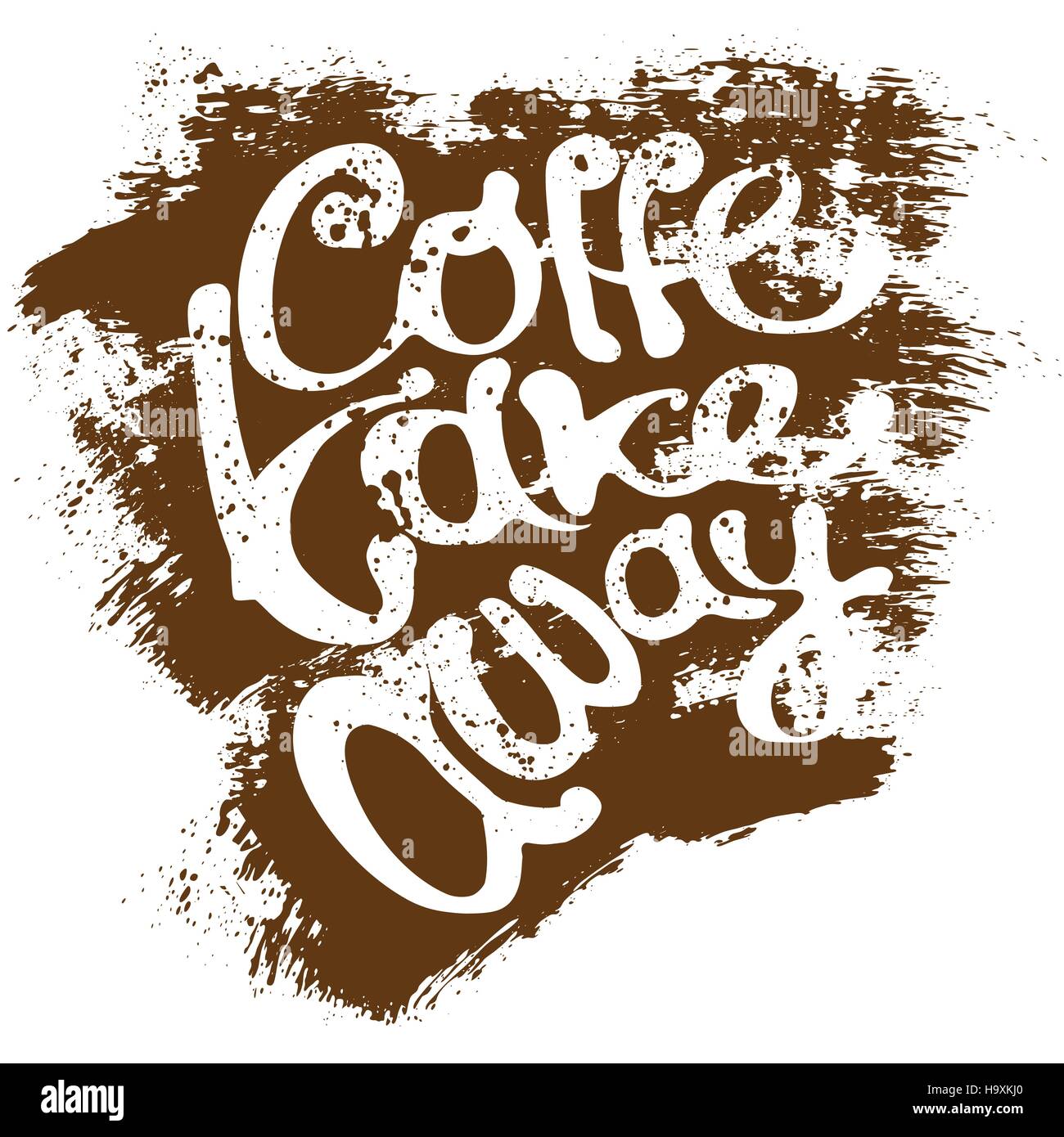 Coffee lettering, vector art sketched illustration with grunge texture ...