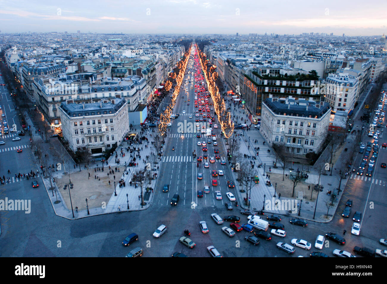 Sunset at Champ Elysee on Paris, France Stock Photo - Alamy