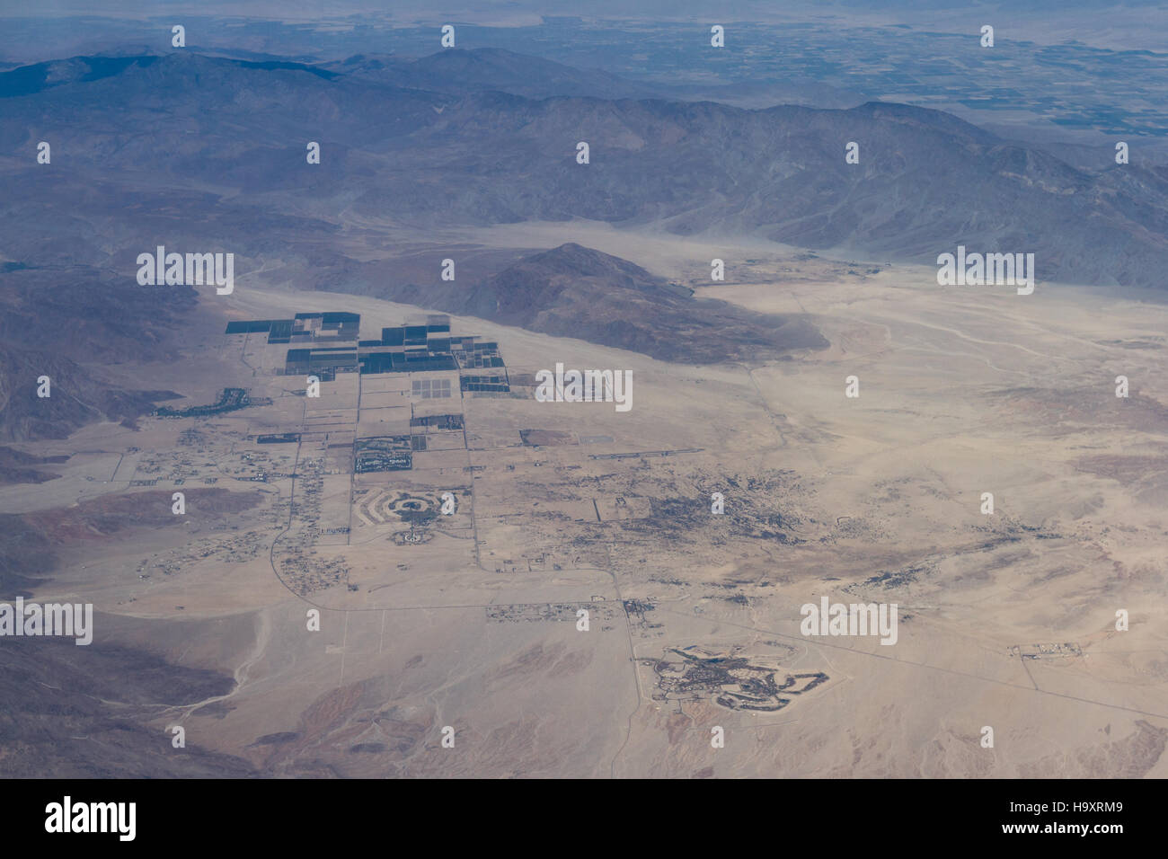 lifestyle in the desert with communities and farming viewed from an ...