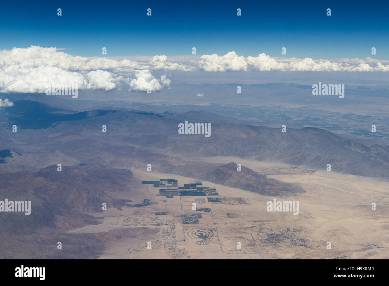 lifestyle in the desert with communities and farming viewed from an ...