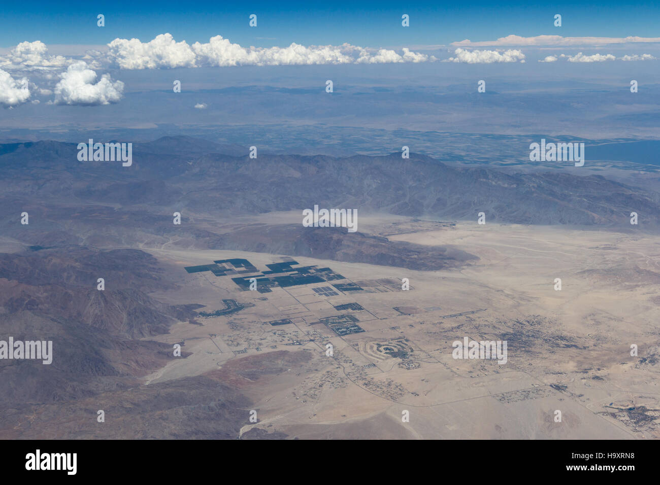 lifestyle in the desert with communities and farming viewed from an ...