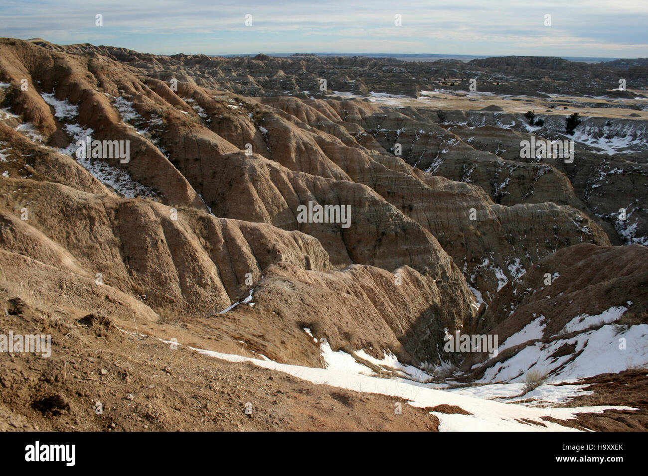 A panoramic view to the east from the Badlands Wilderness Overlook ...