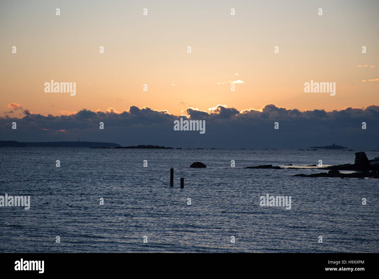 A stunning winter sunrise over Bar Harbor, Maine, captured from Bar ...