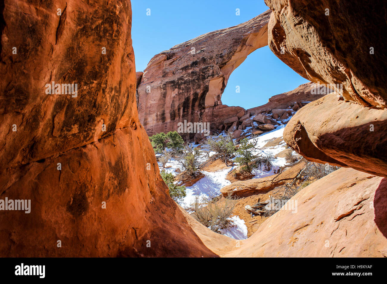 Skyline Arch, located in Arches National Park, is a stunning rock ...