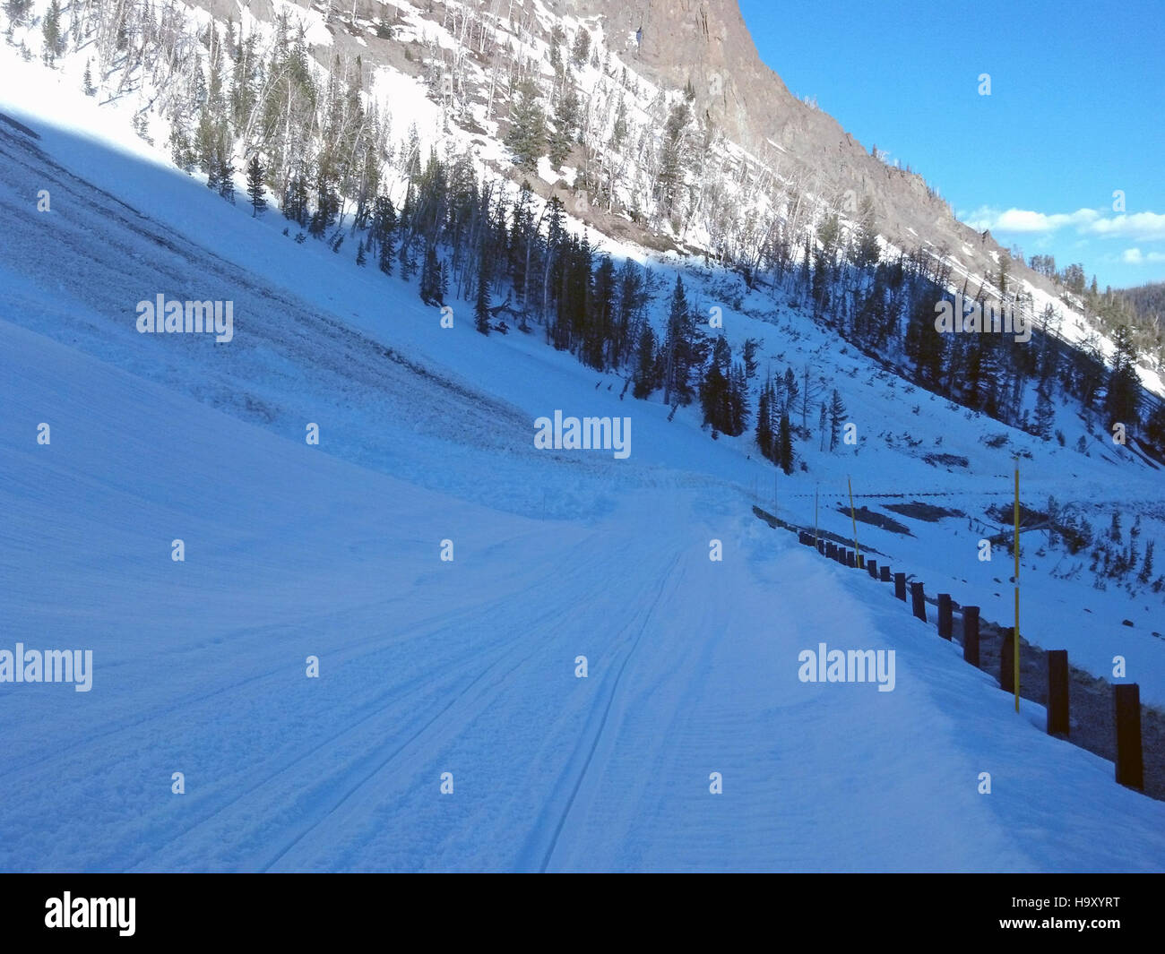 A snow slide near Sylvan Pass in Yellowstone National Park demonstrates ...