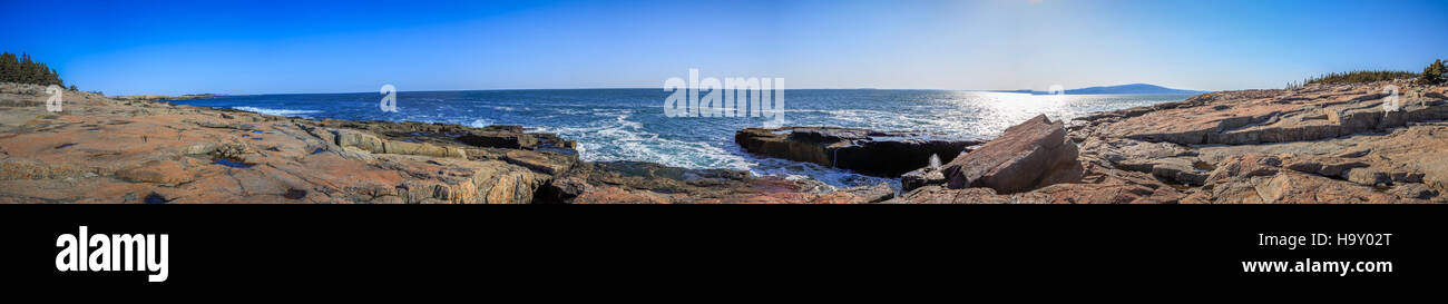 A stunning panoramic view of Schoodic Point in Acadia National Park ...