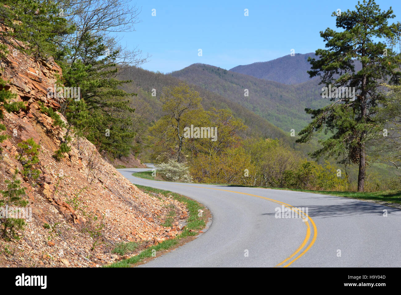 The curvi-linear parkway design near Bear Wallow Gap on the Blue Ridge ...