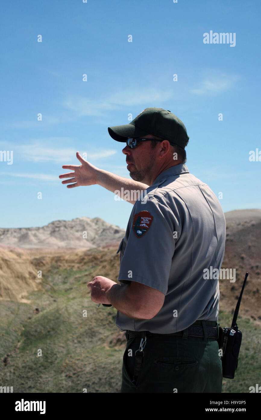 An interpretive park ranger leads educational programs in Badlands ...