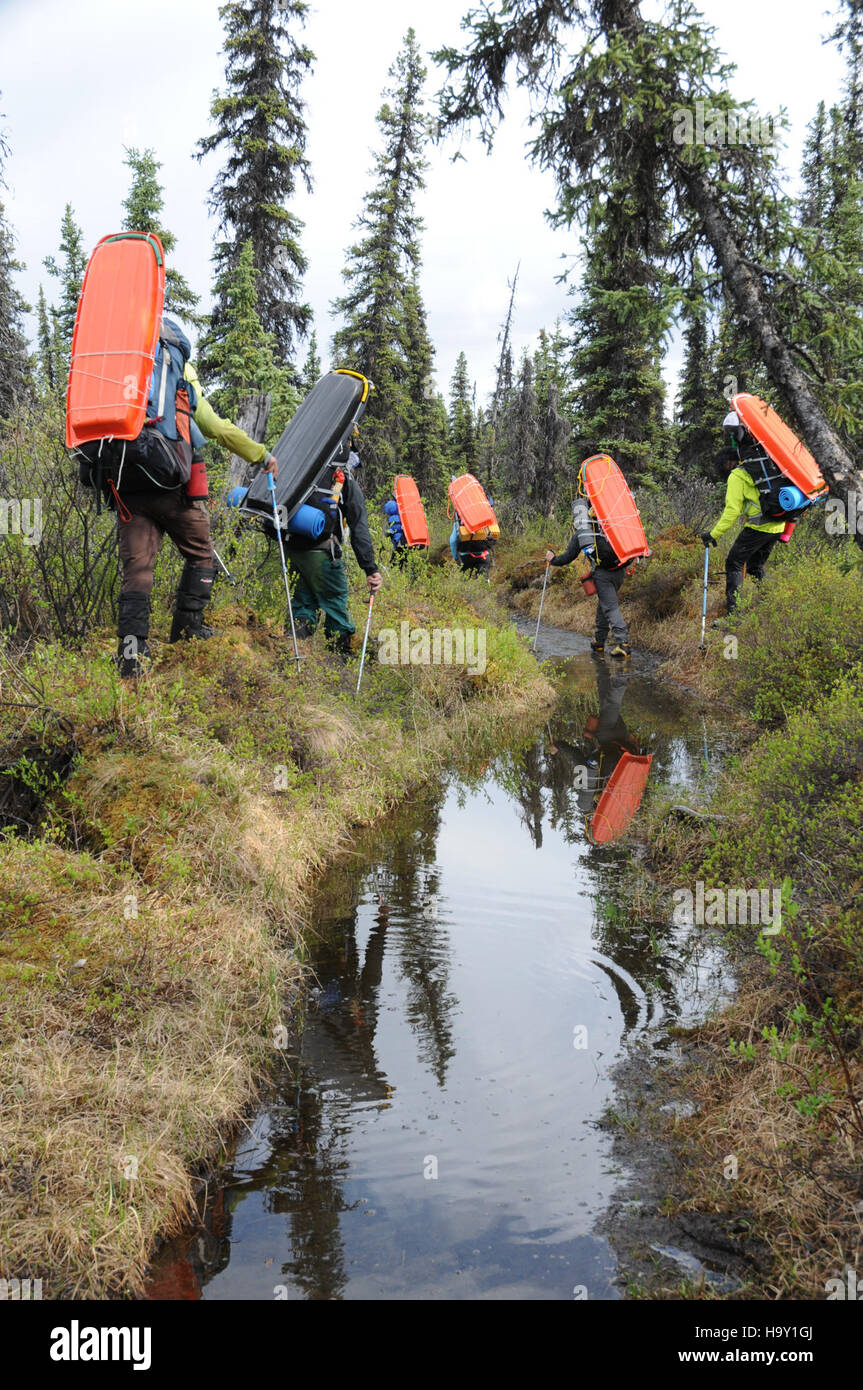 A water crossing in Denali National Park showcases the rugged terrain ...