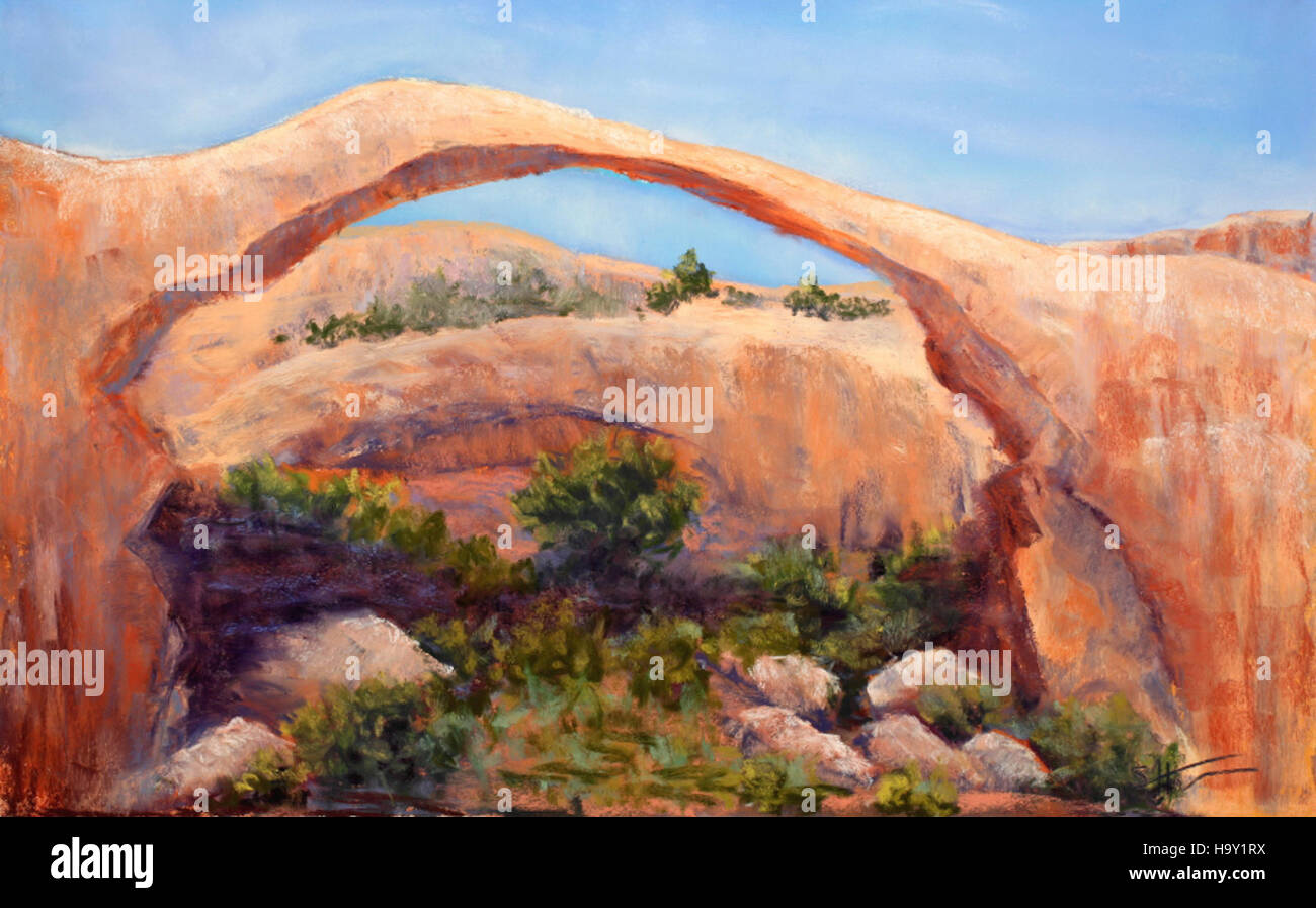 Landscape Arch in Arches National Park is one of the longest natural ...