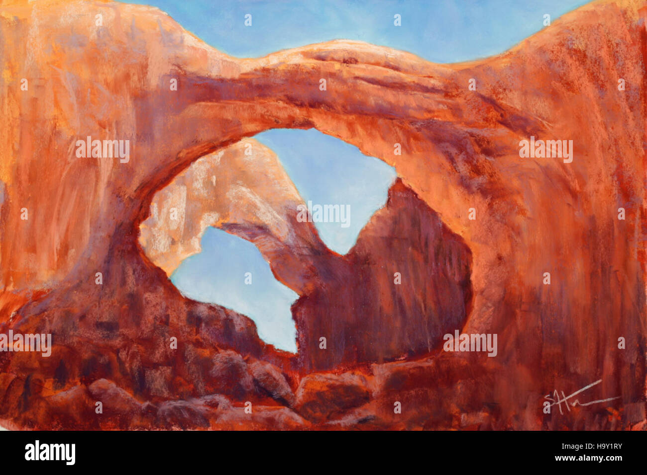 Double Arch in Arches National Park is a natural rock formation created ...