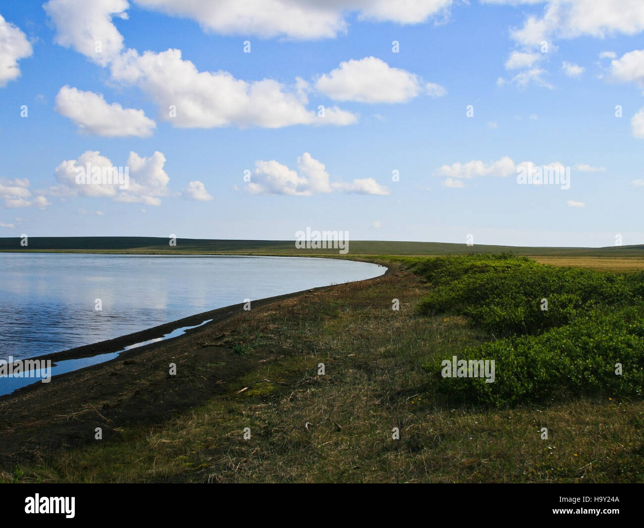 This image features the Bering Land Bridge and its surrounding Maar ...