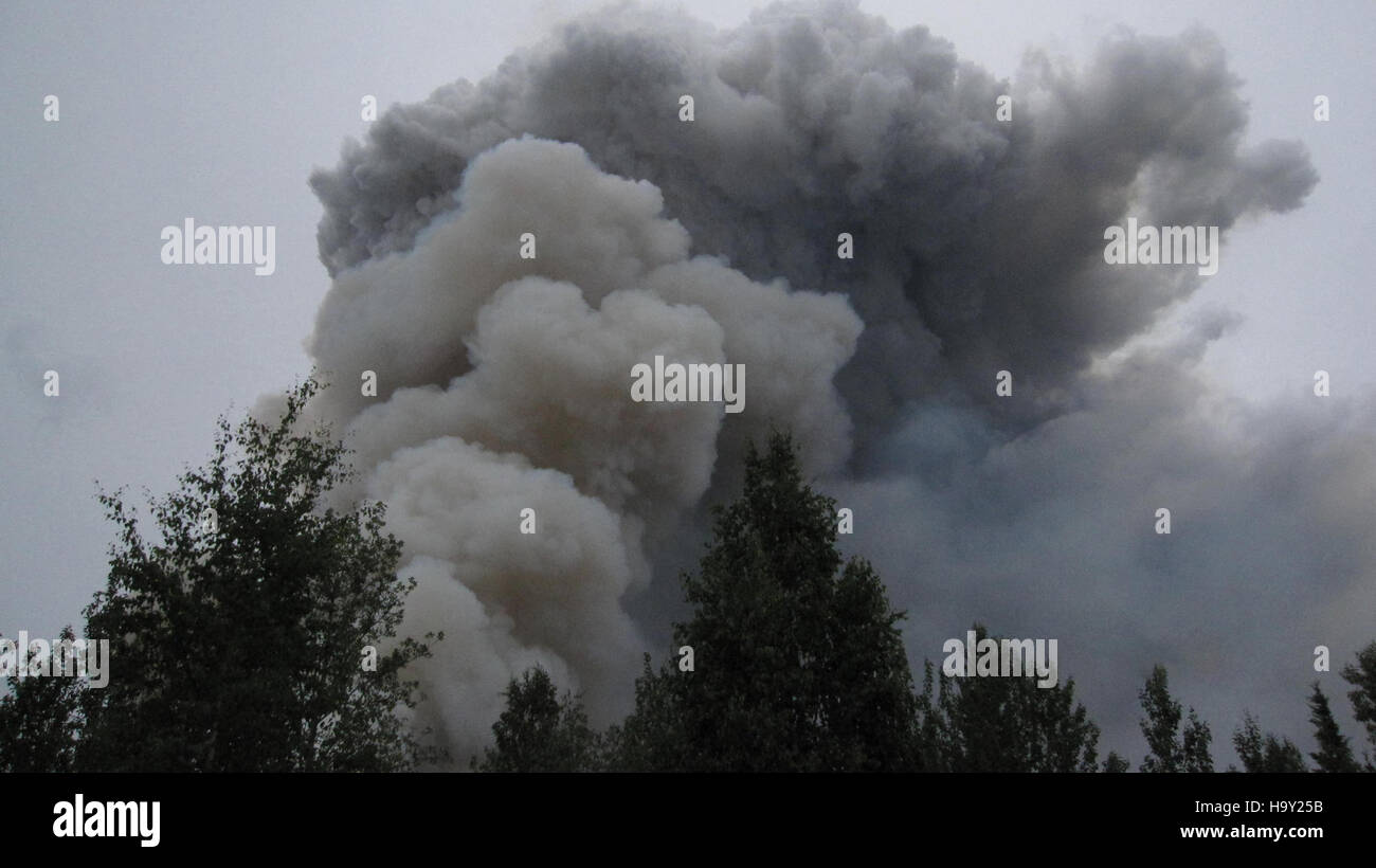 The image depicts the aftermath of forest fires near Moon Lake ...