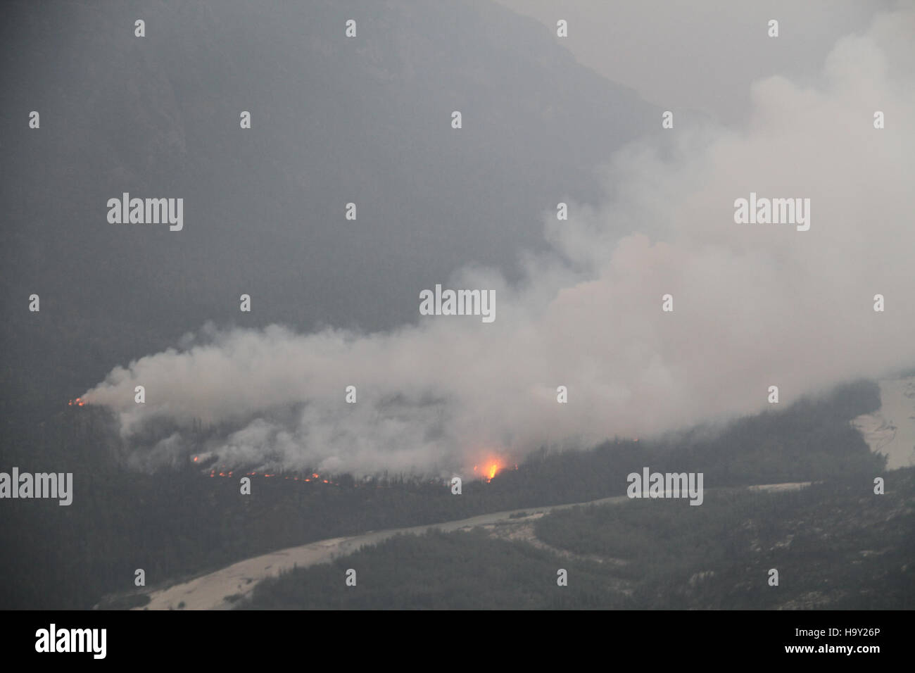 The Currant Creek Fire, occurring in Lake Clark National Park ...