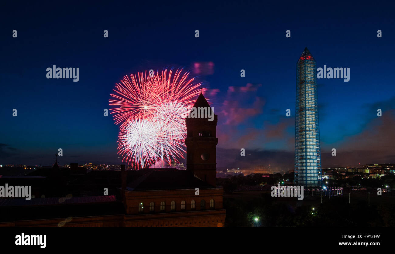 The image shows the Yates Building with scaffolding during the 4th of ...