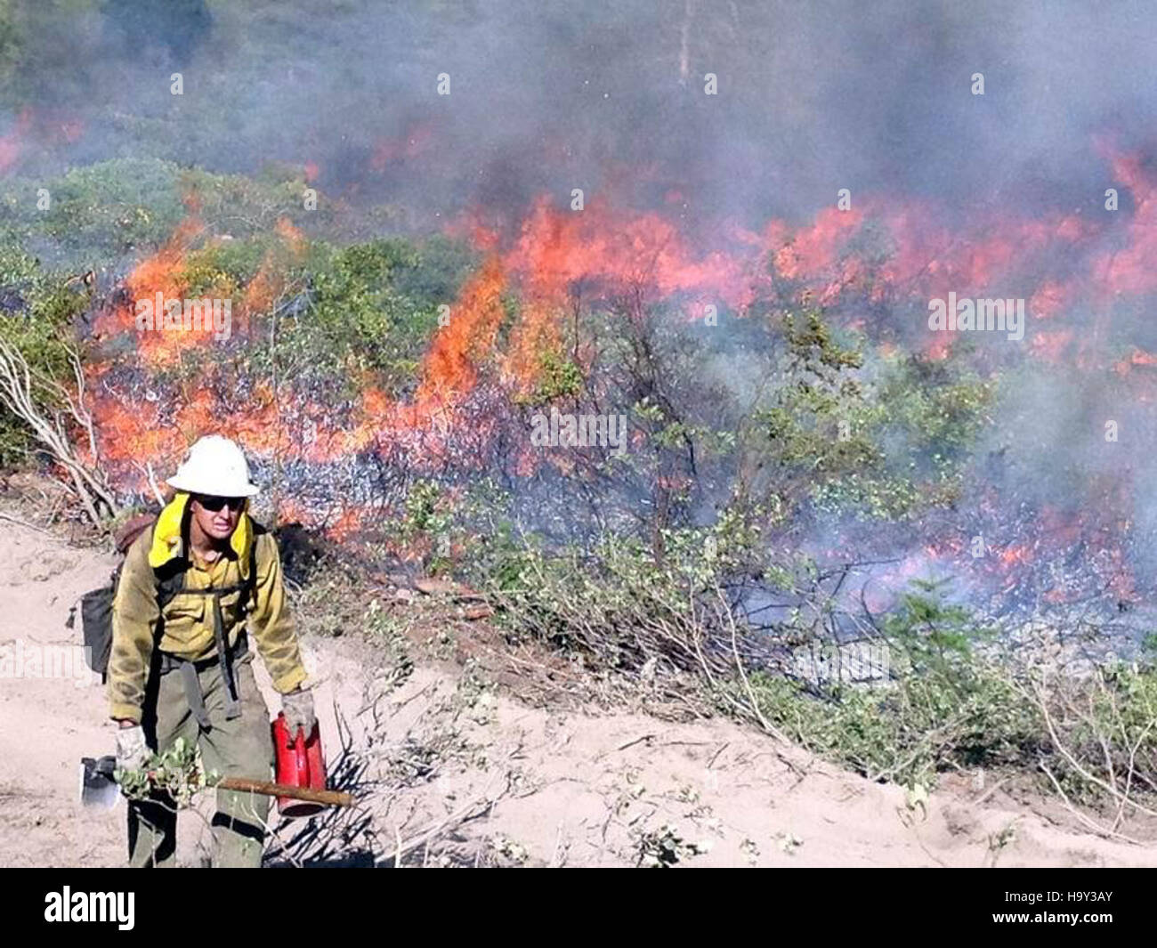 This image depicts the aftermath of the Sunnyside Turnoff Fire, which ...