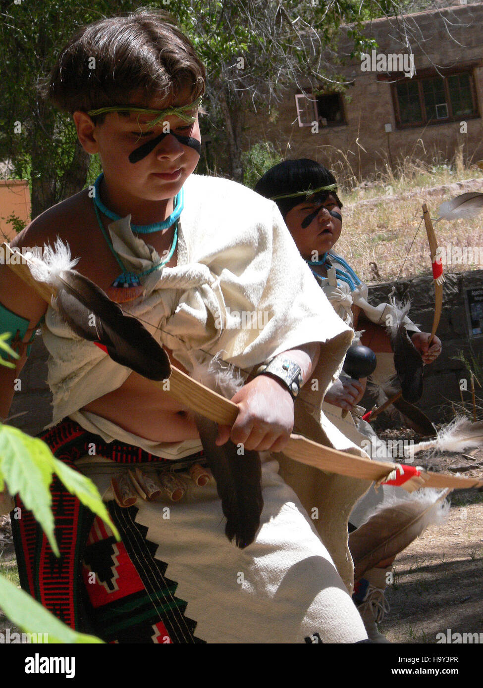 Hopi dancers perform a traditional ceremony at Bandelier National Park, showcasing the rich ...