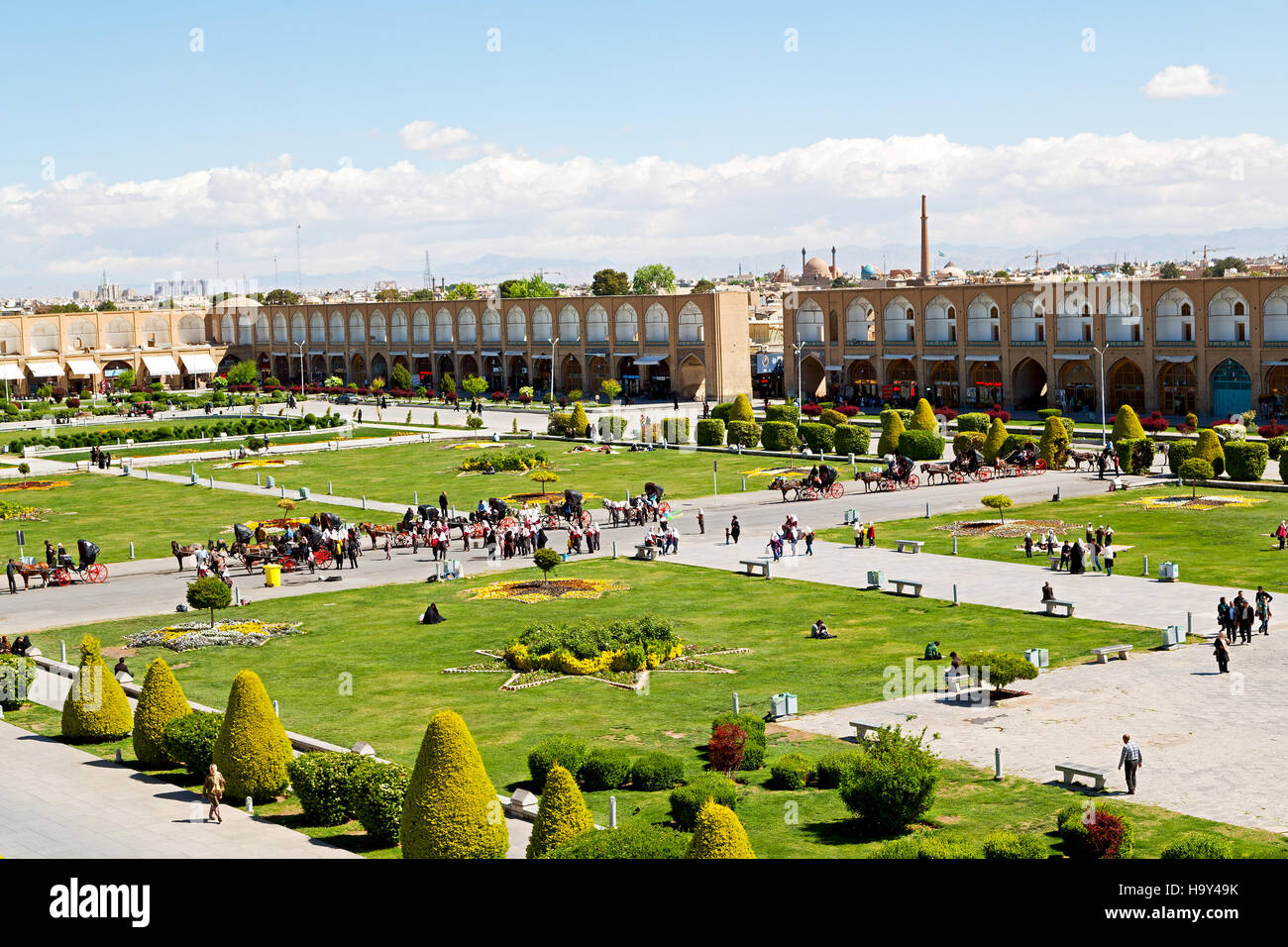 in iran the old square of isfahan prople garden tree heritage tourism ...