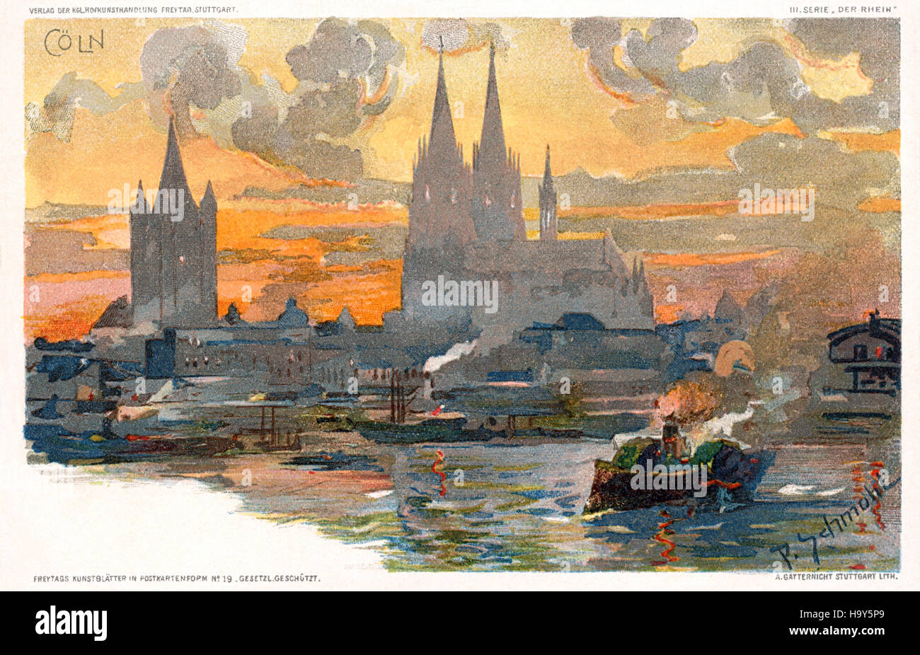German postcard of Cologne (Köln) showing Cologne Cathedral and the ...
