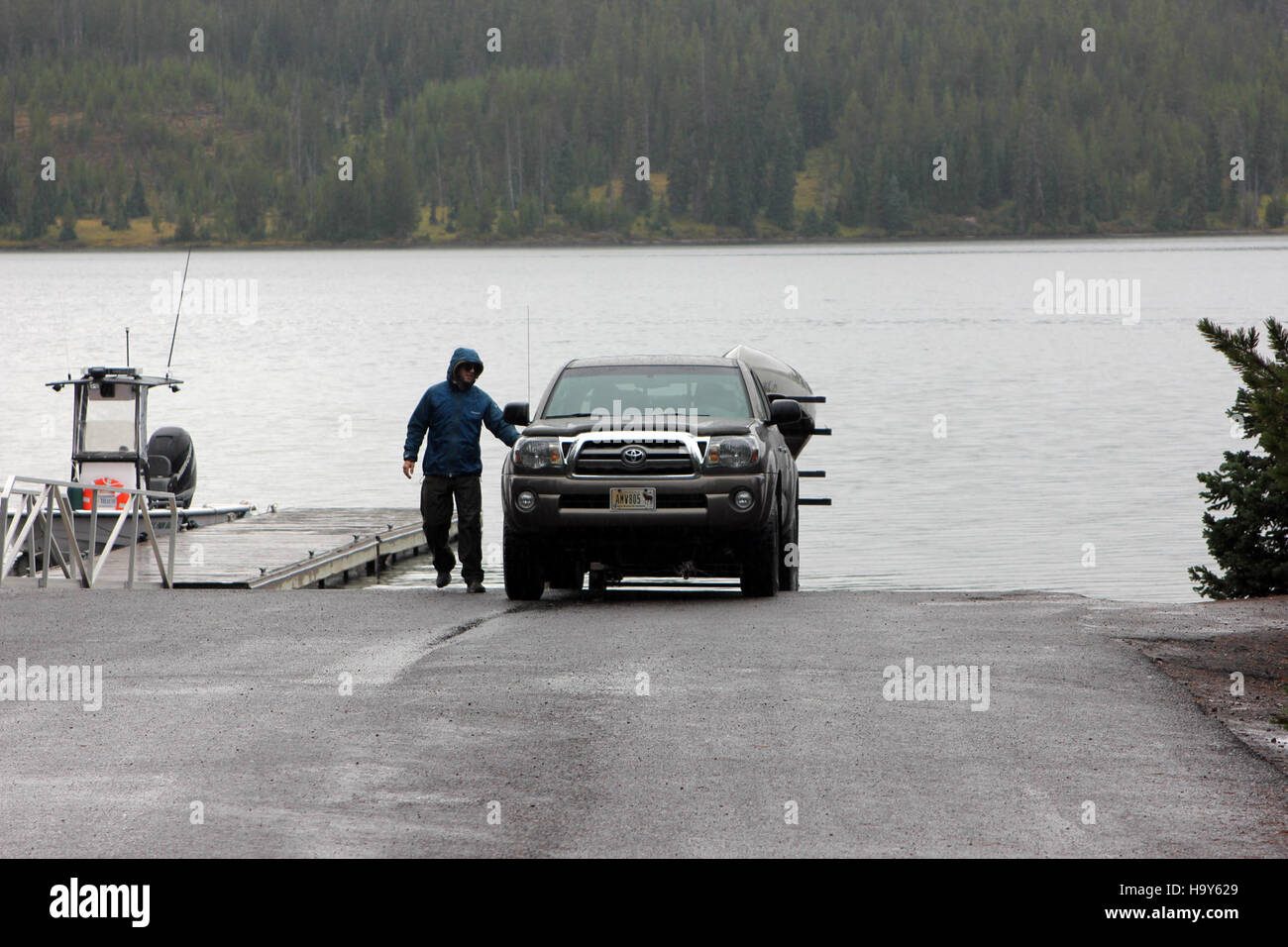 The Lewis Lake boat ramp in Yellowstone National Park provides access ...