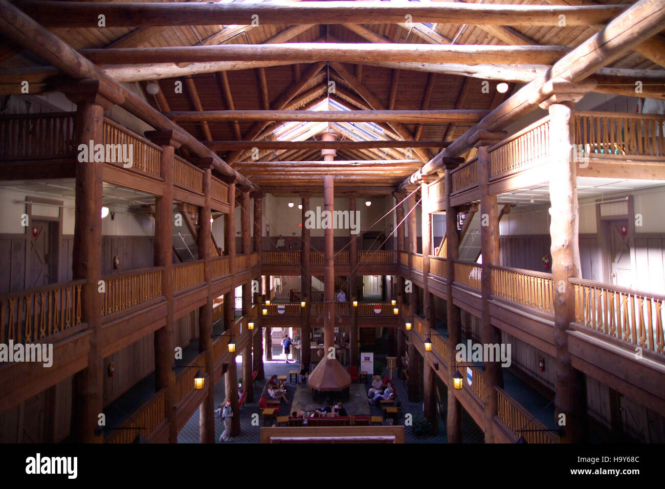 The interior of the Many Glacier Hotel in Glacier National Park ...