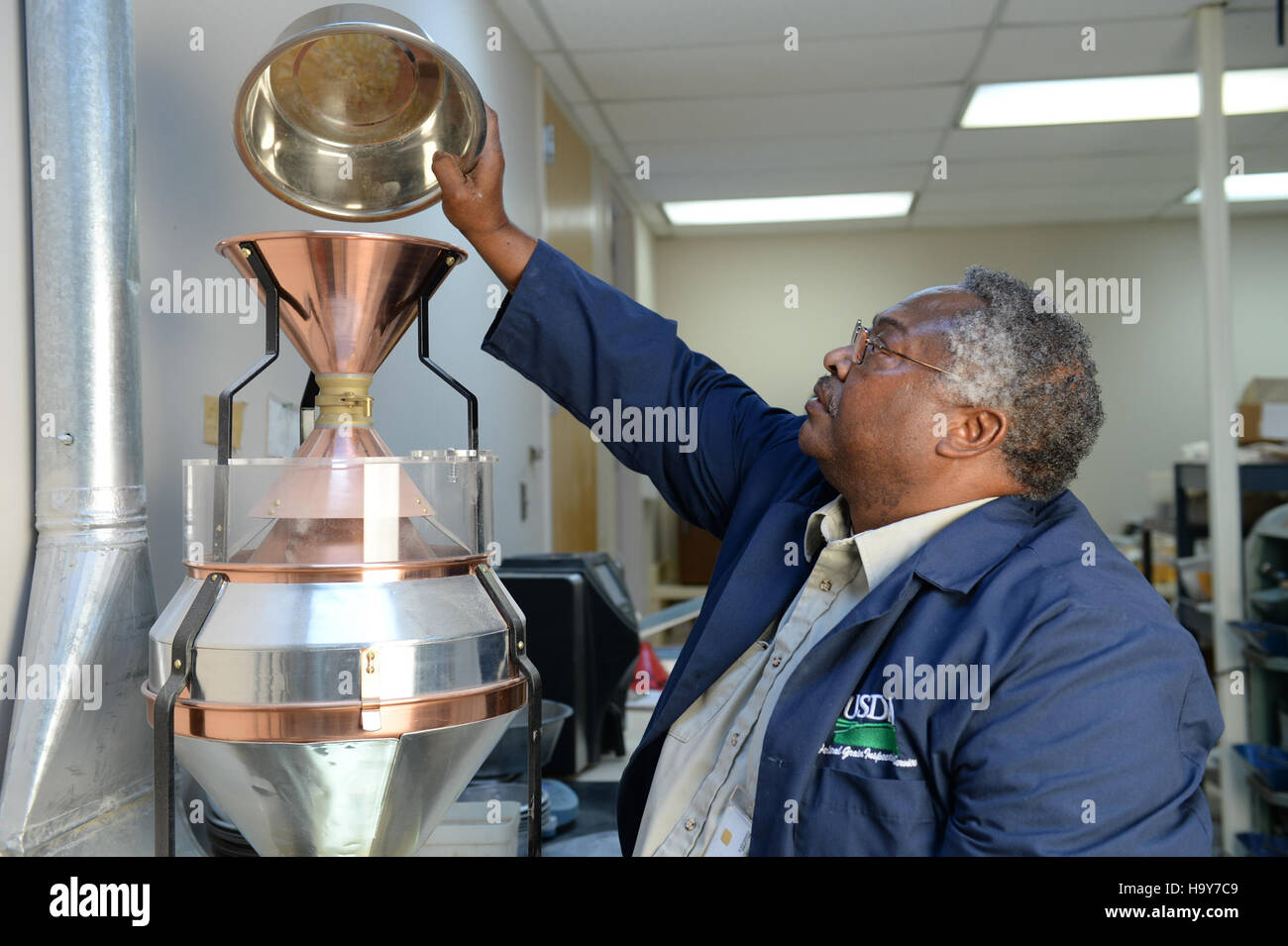 This image shows grain inspection efforts by the U.S. Department of ...