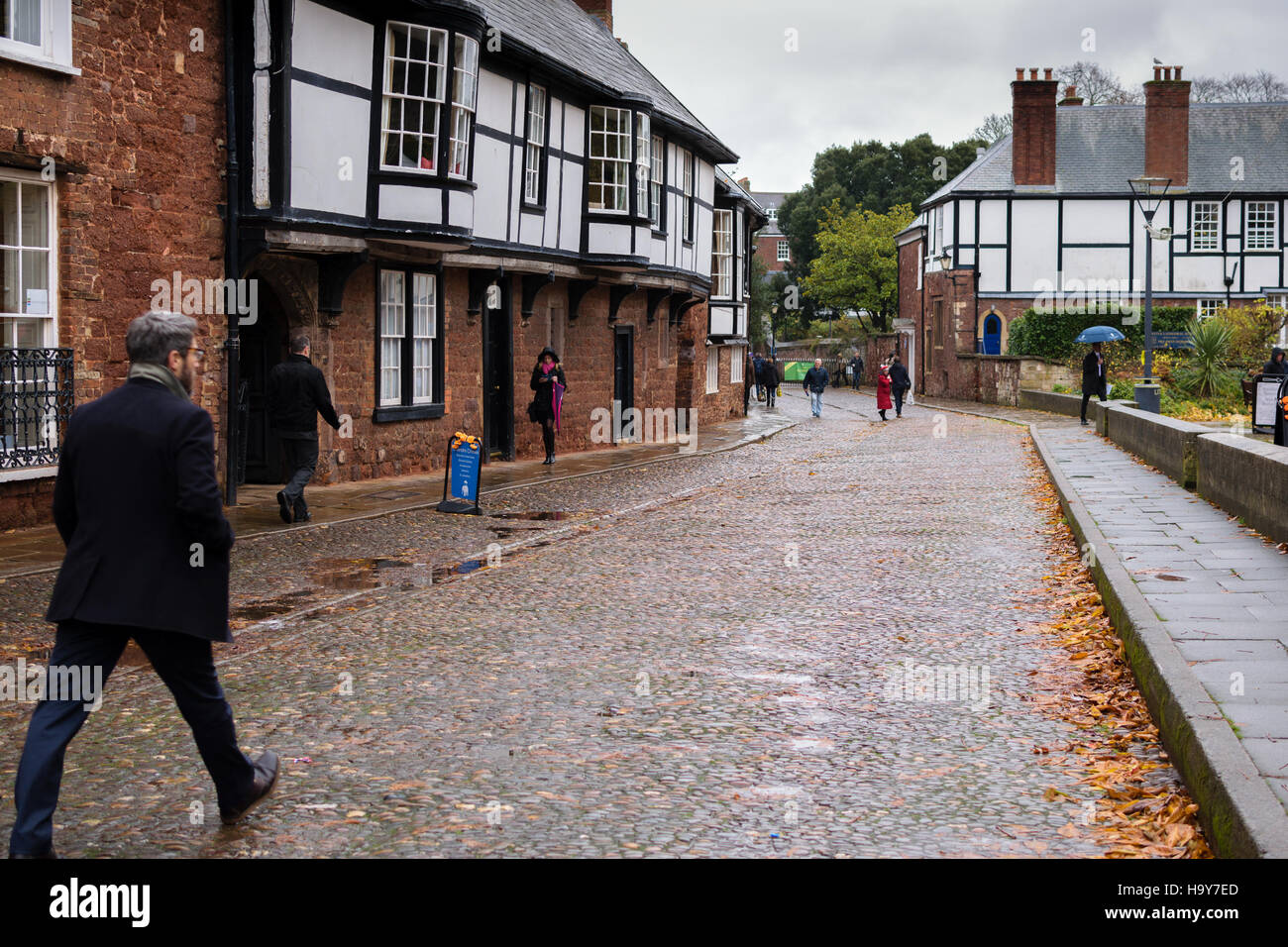 Exeter, England, UK - 22 November 2016: Unidentified people walk on ...