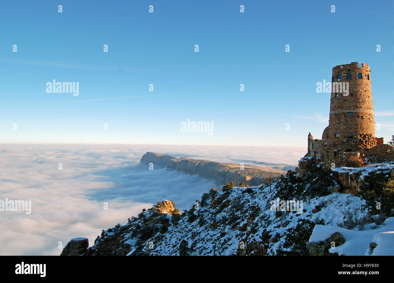 A rare cloud inversion phenomenon at the Grand Canyon occurs when a ...