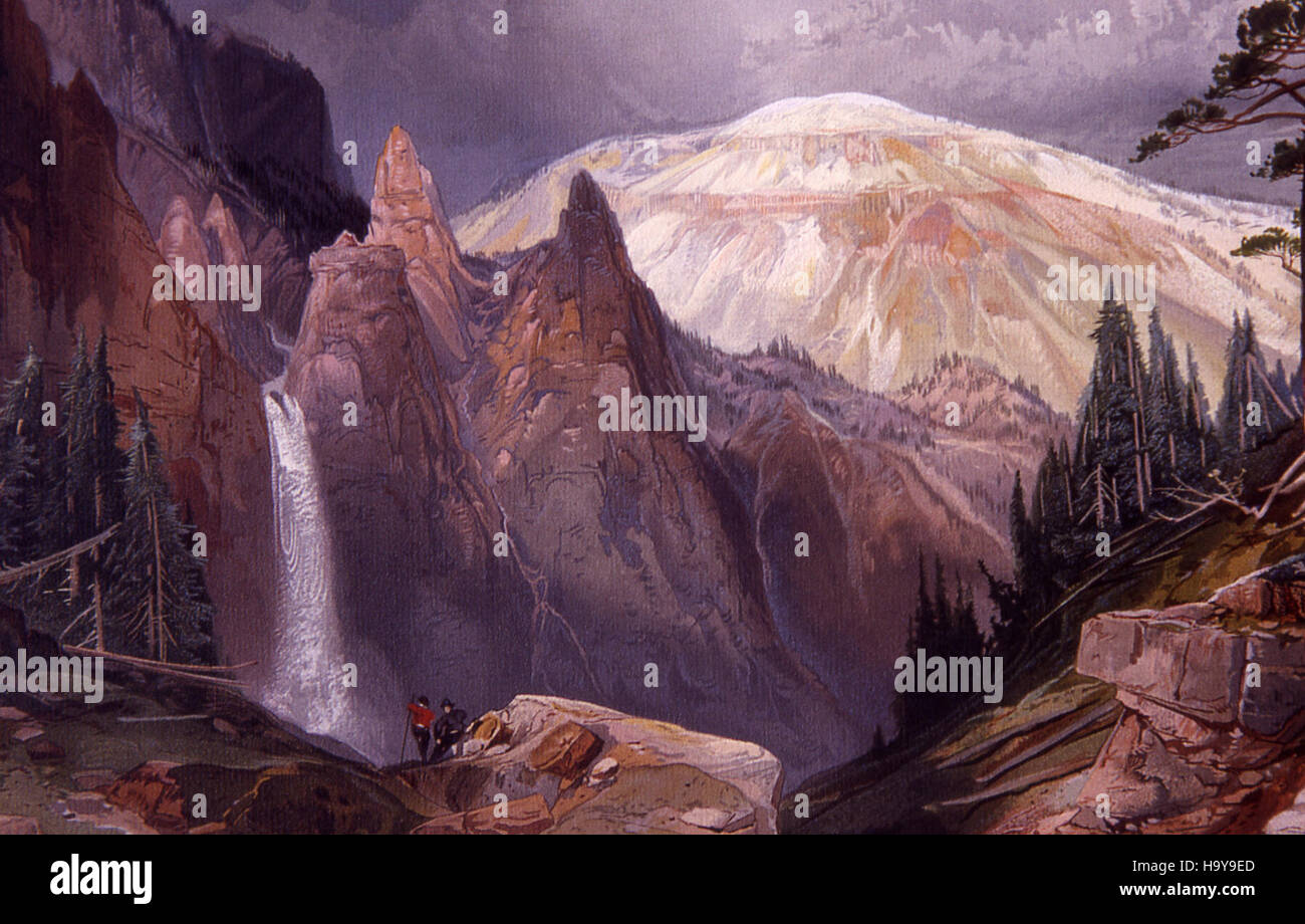 This image captures Tower Falls and Sulphur Mountain in Yellowstone ...
