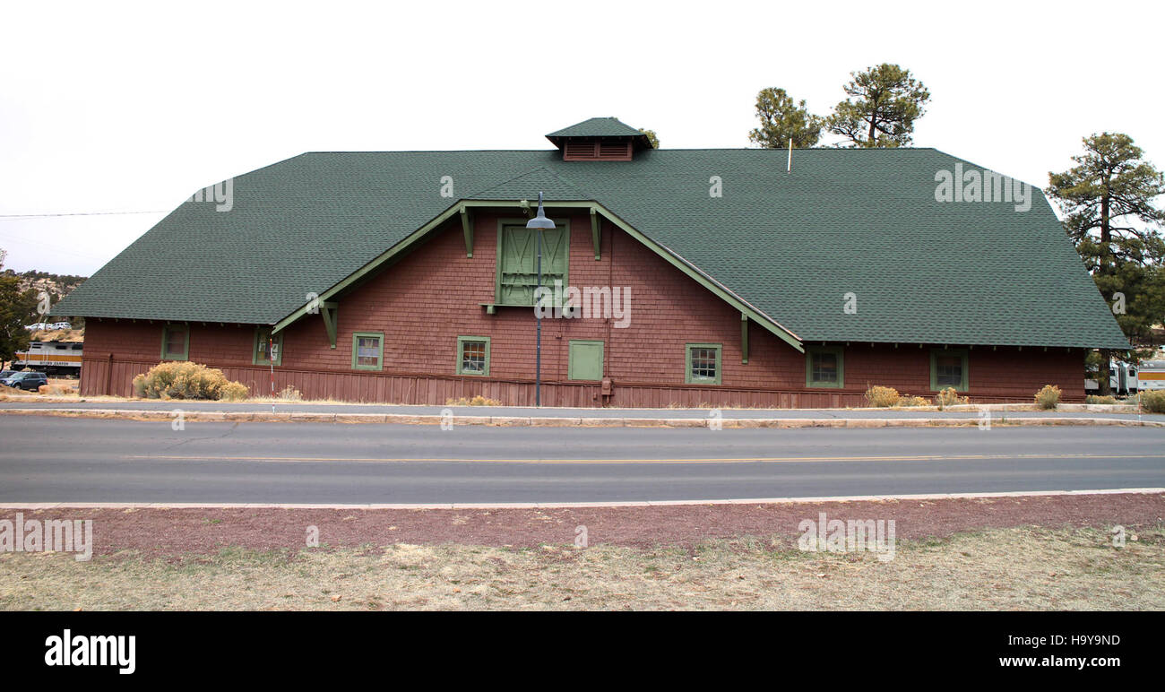 The historic Mule Barn in Grand Canyon National Park, built by Fred ...