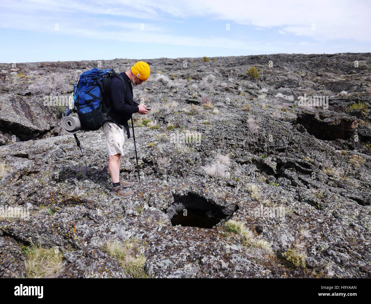 cratersofthemoonnps 13956007851 marking the location of a cave Stock ...