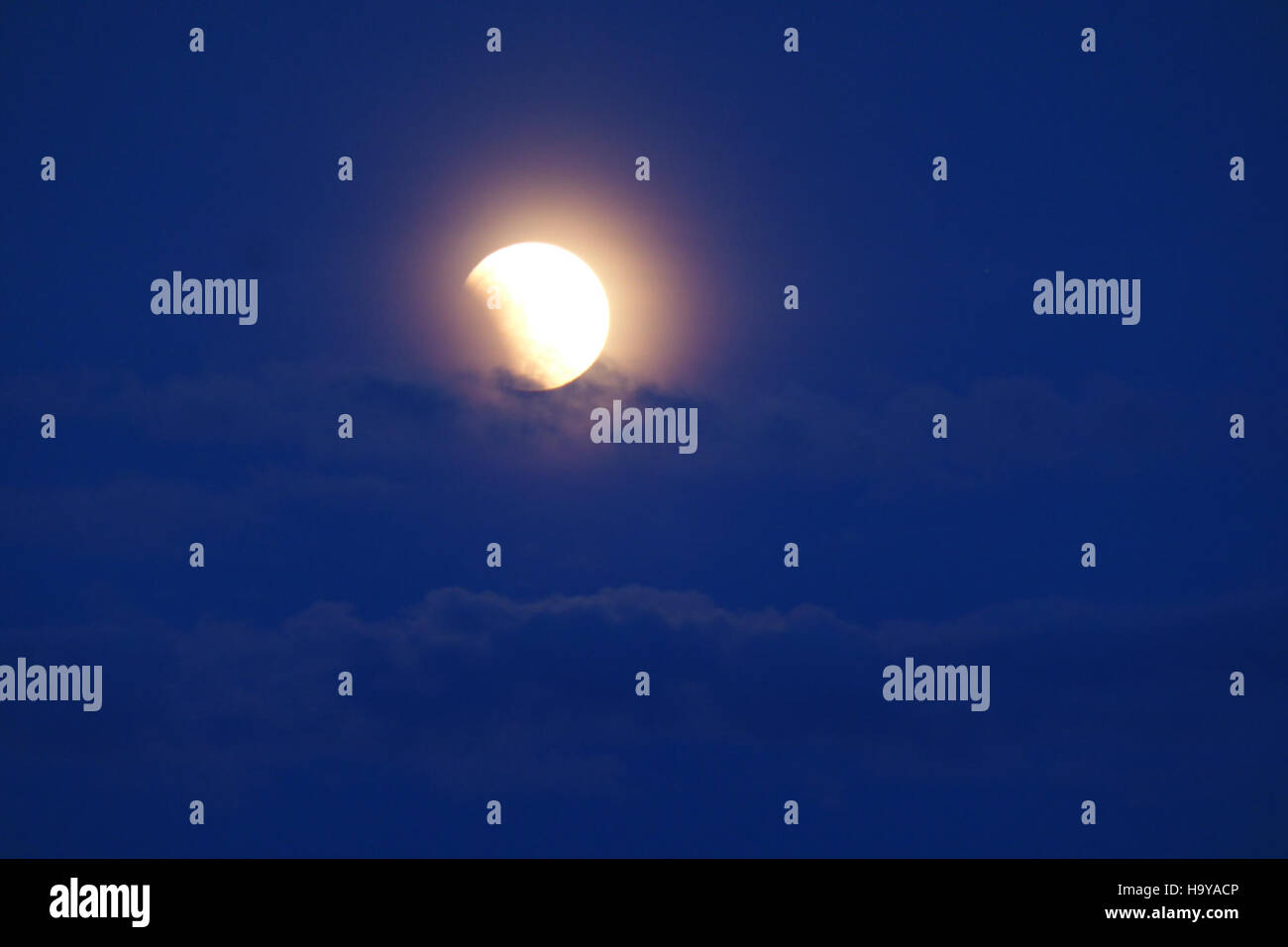 A photograph of the total lunar eclipse on April 14, 2014, taken over a ...