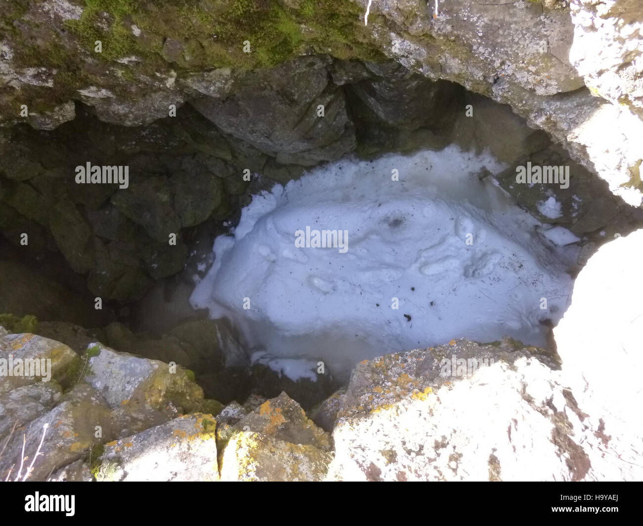 An image of the Moon's surface showing snow-like material within a ...