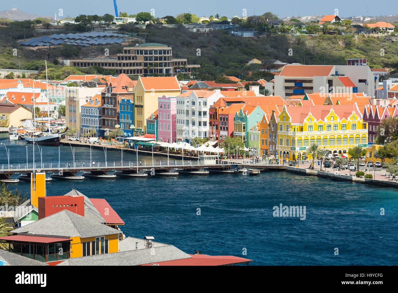 The Queen Emma Bridge is a pontoon bridge across St. Anna Bay in ...