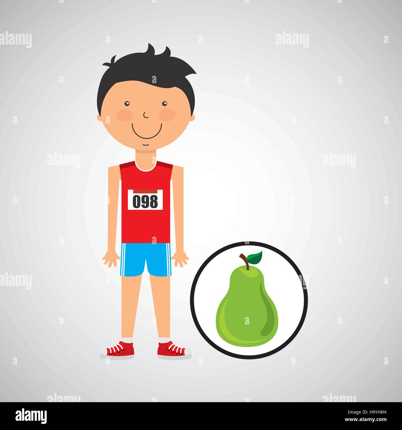 cartoon boy athlete with pear vector illustration eps 10 Stock Vector ...
