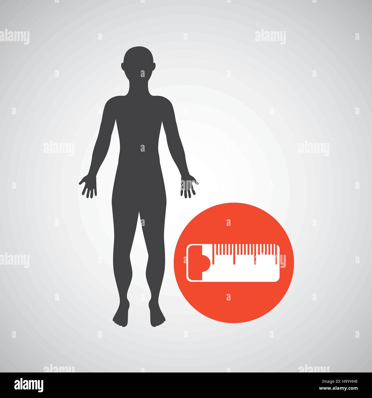 silhouette man fitness tape measure vector illustration eps 10 Stock ...