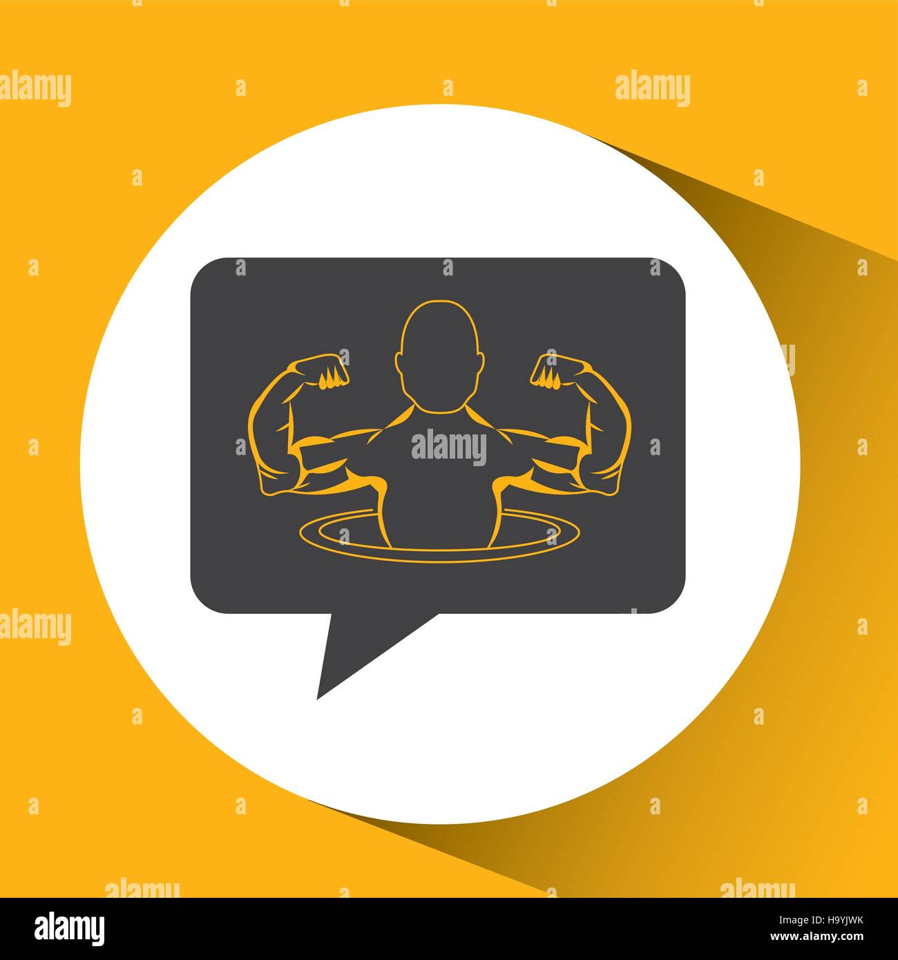 bodybuilder muscle man sport emblem laurel branch vector illustration ...