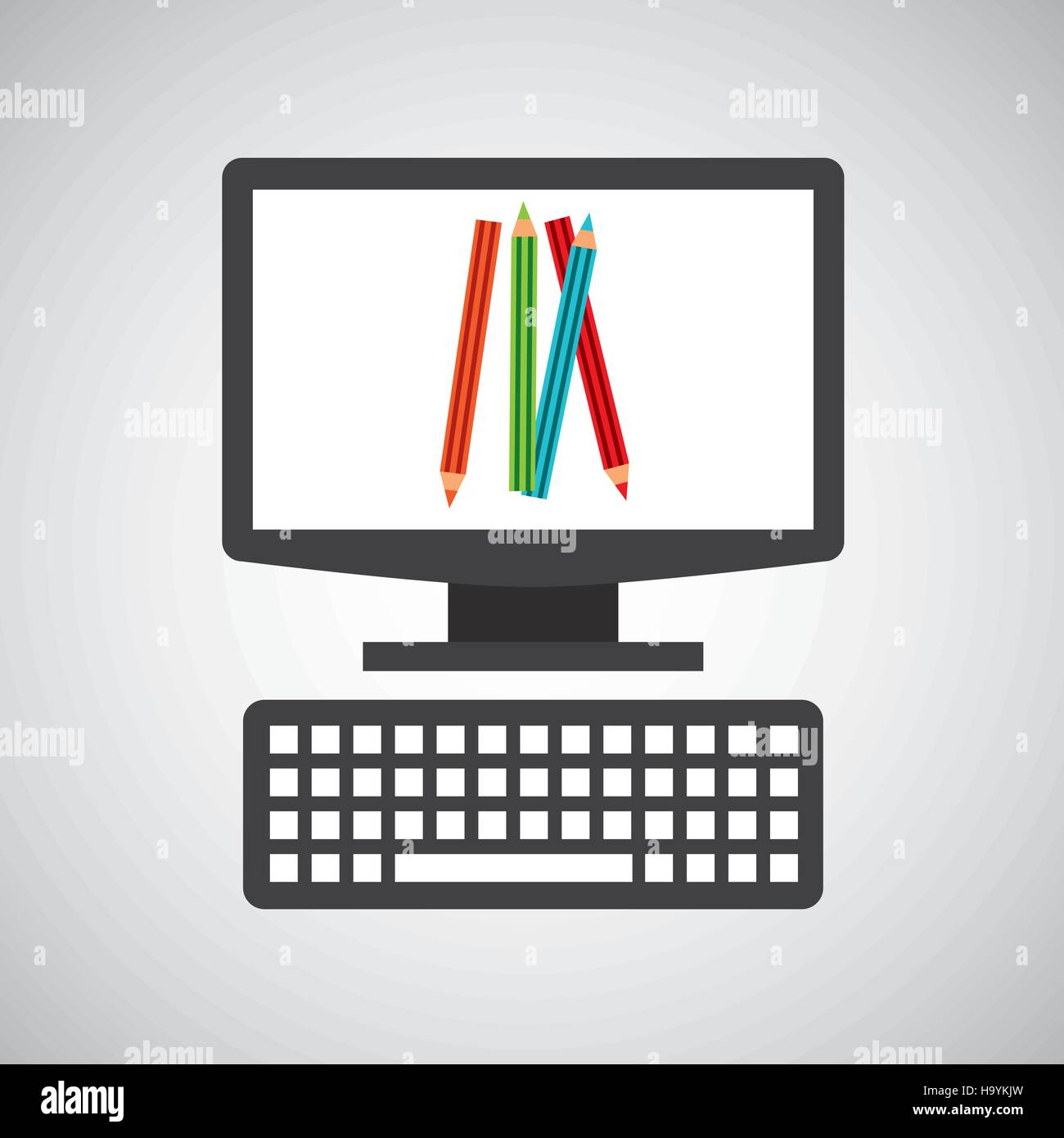 online education technology drawing colors vector illustration eps 10 ...