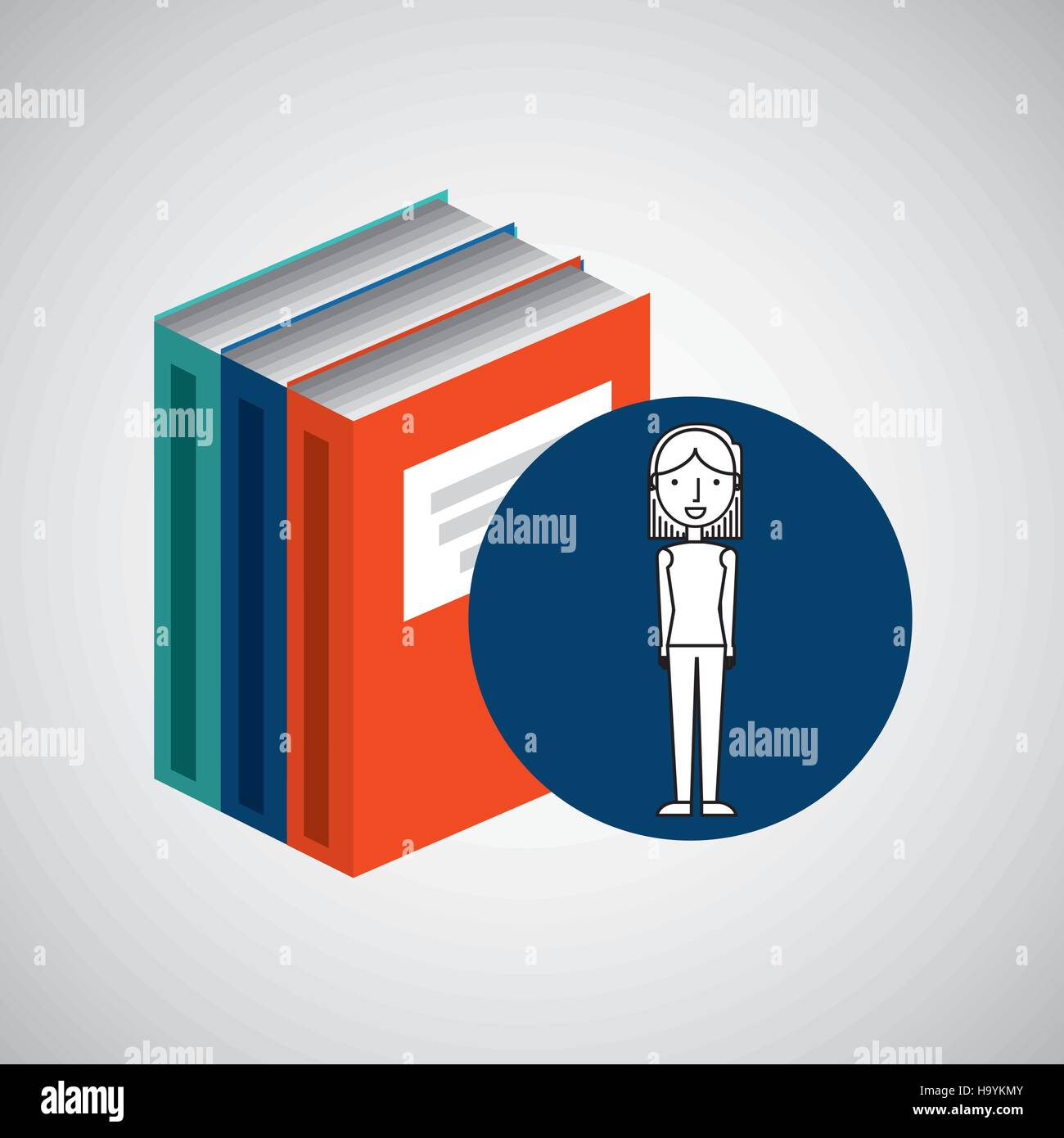 library books school girl student vector illustration eps 10 Stock ...