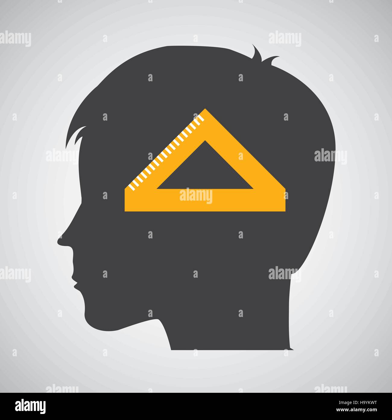 silhouette head boy student geometry vector illustration eps 10 Stock ...