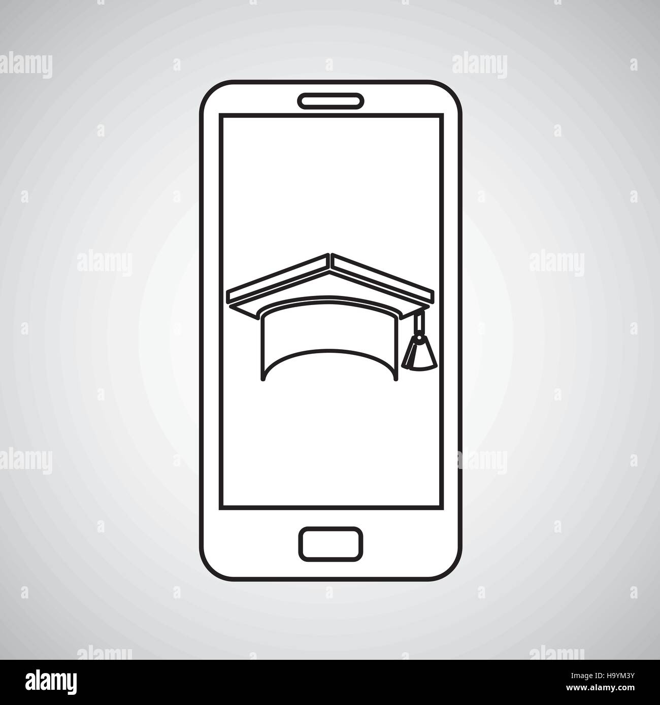 cap graduation mobile device education vector illustration eps 10 Stock ...