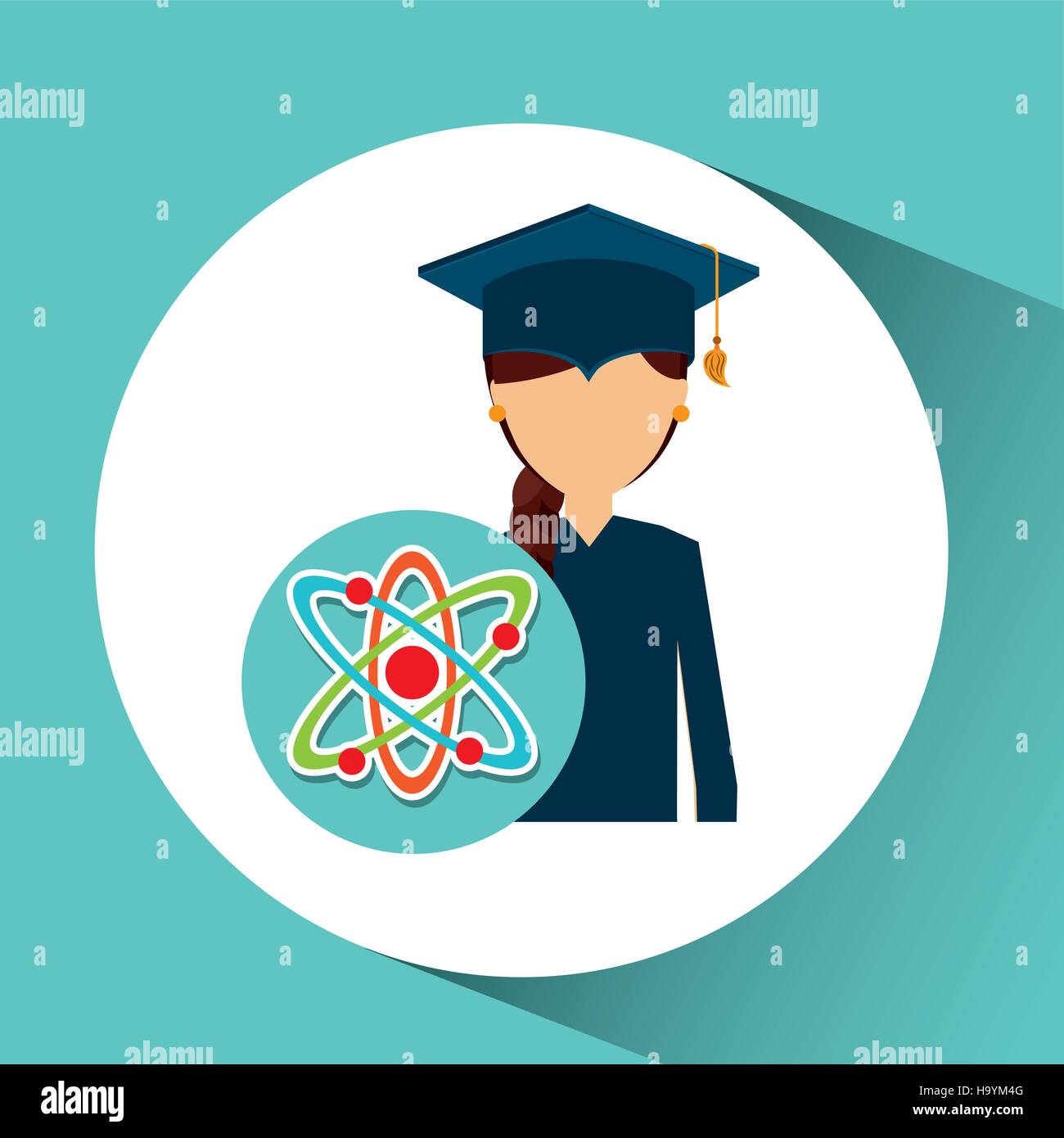 graduate student girl physics vector illustration eps 10 Stock Vector ...