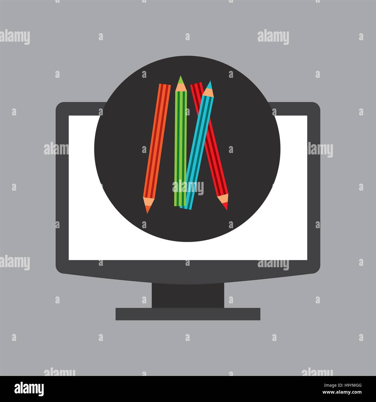 online education technology drawing colors vector illustration eps 10 ...