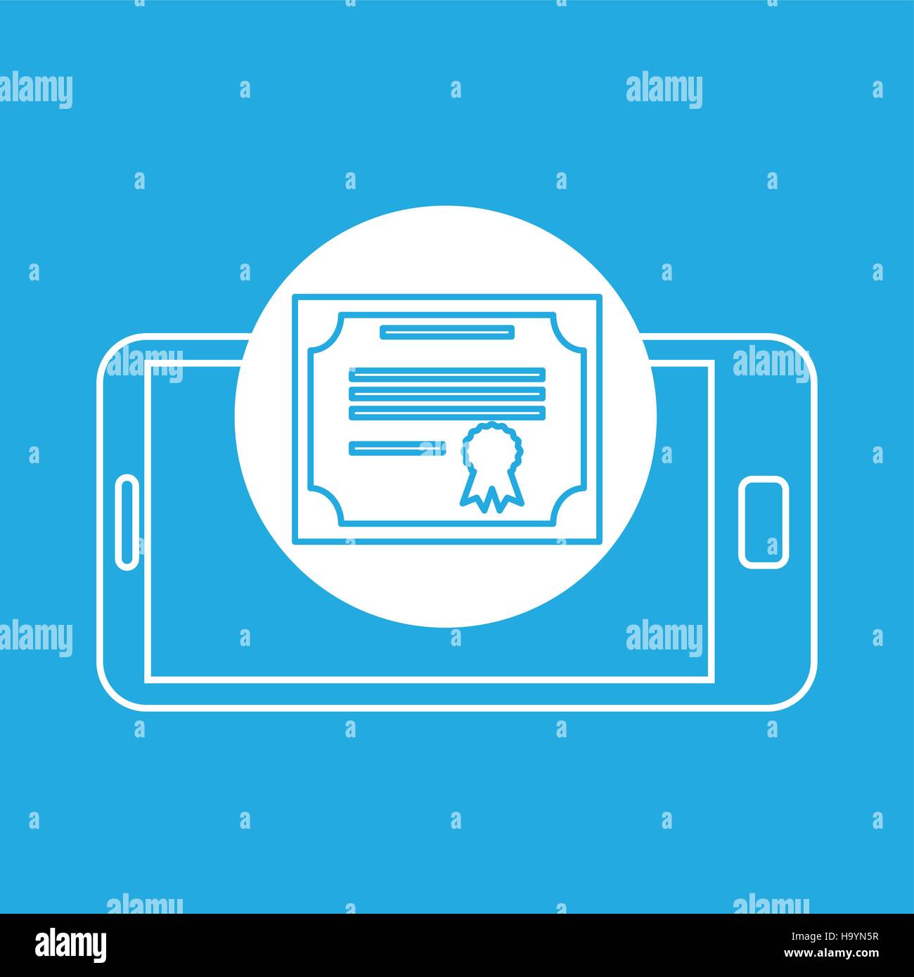 certificate mobile device education vector illustration eps 10 Stock ...
