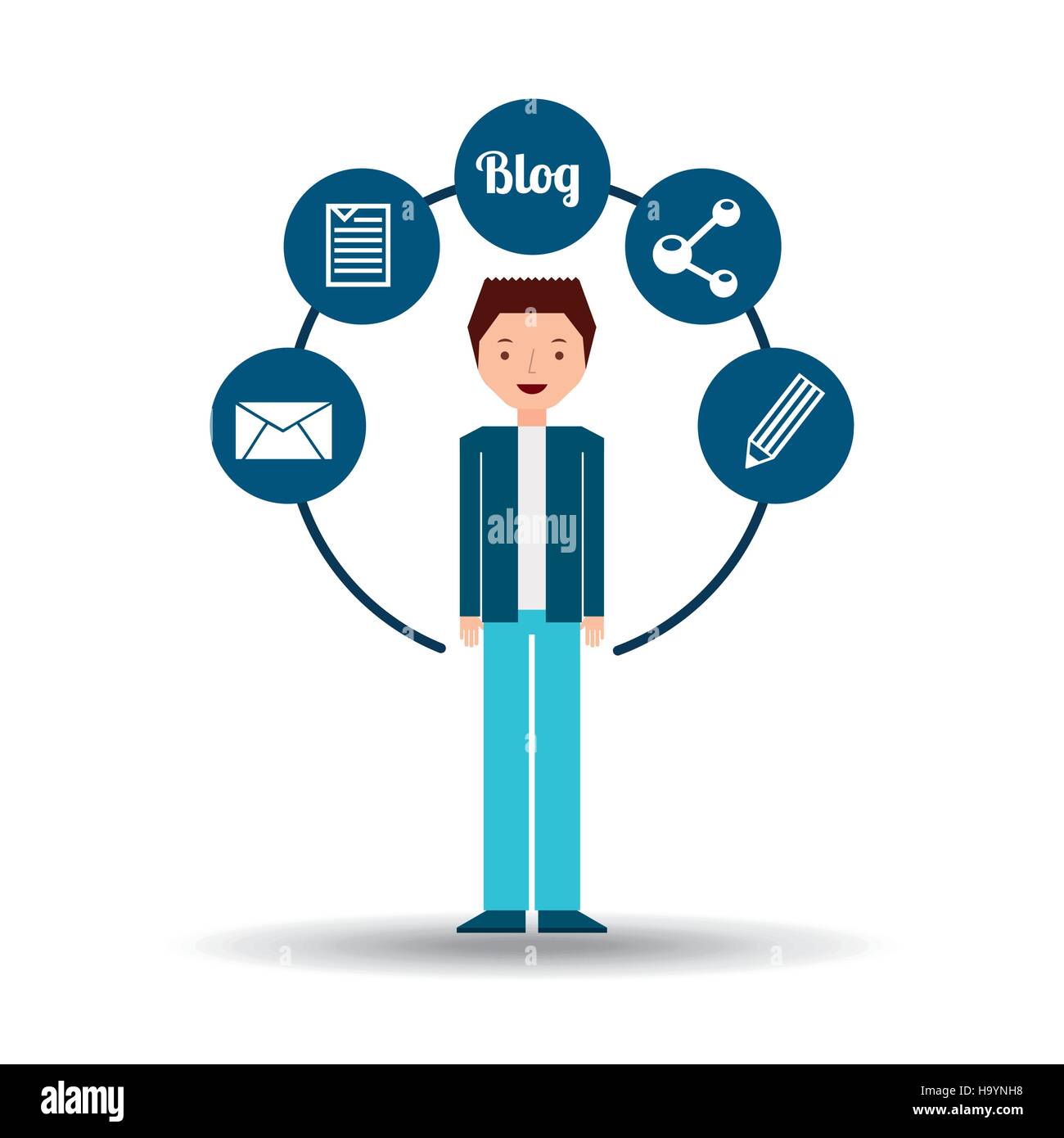 Businessman standing using smartphone Stock Vector Images - Alamy