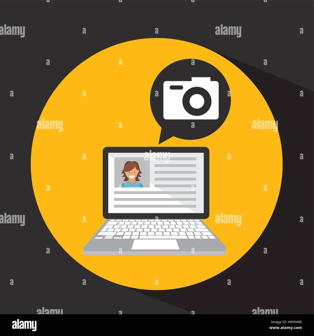 laptop social profile camera icon vector illustration eps 10 Stock ...