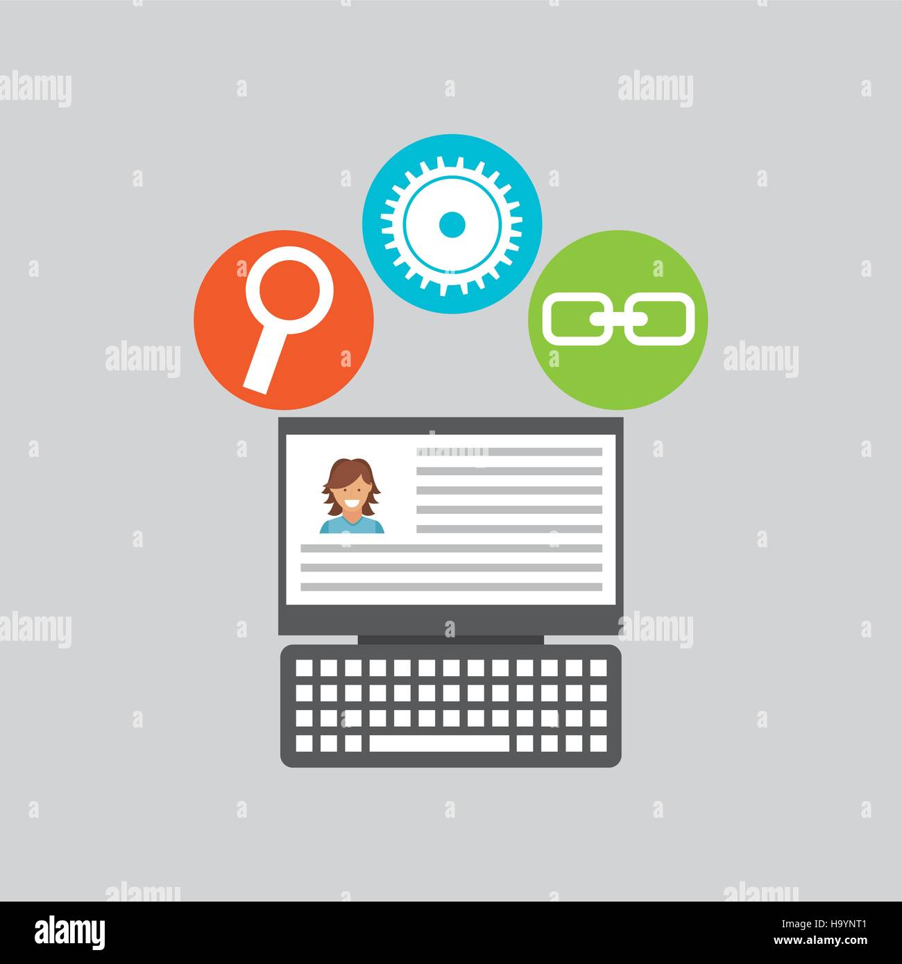laptop profile technology social media concept vector illustration eps ...