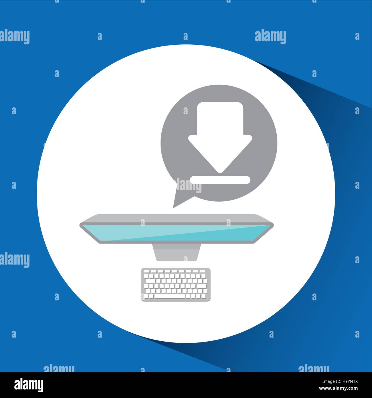 man working computer download media design vector illustration eps 10 ...
