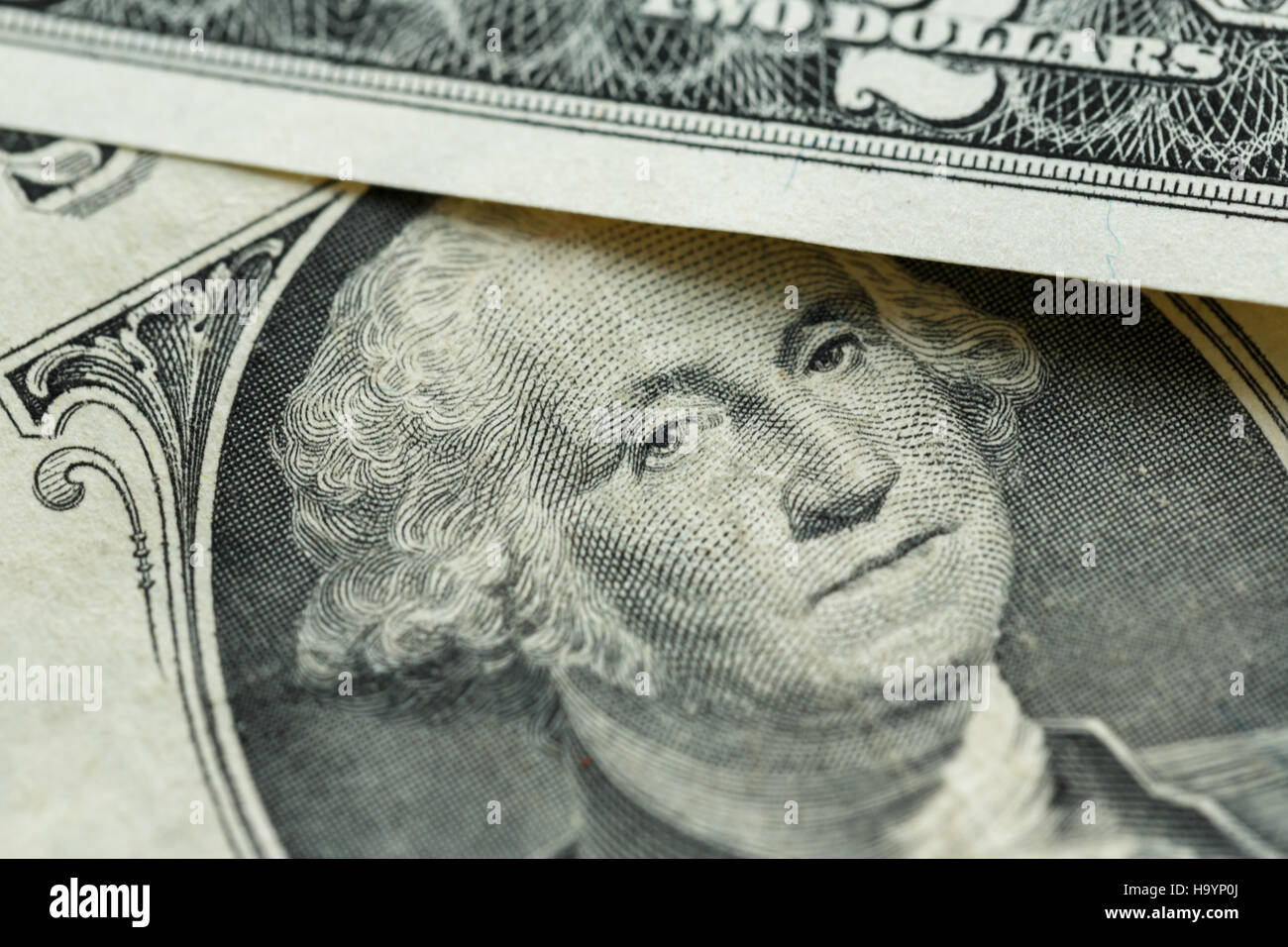 George Washington portrait on the us one dollar bill macro, united ...