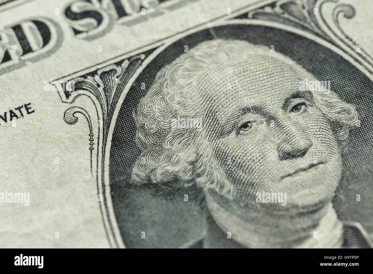 George Washington portrait on the us one dollar bill macro, united ...